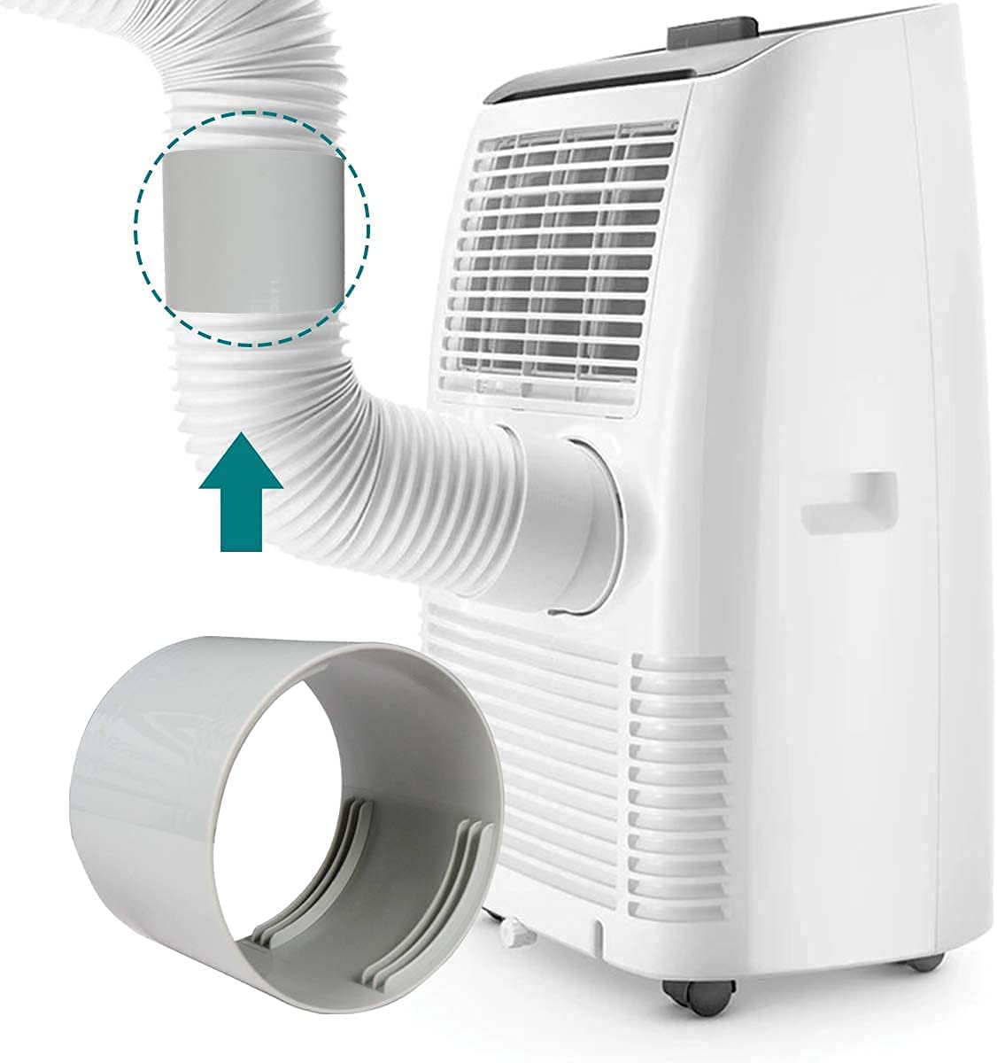 Capuca Portable Air Conditioner Exhaust Hose Extender Extension, Mobile AC Vent Coupler,Clockwise Counterclockwise Bi-Direction Thread Universal Compatible with Exhaust Hose with 5.1 Inch Diameter