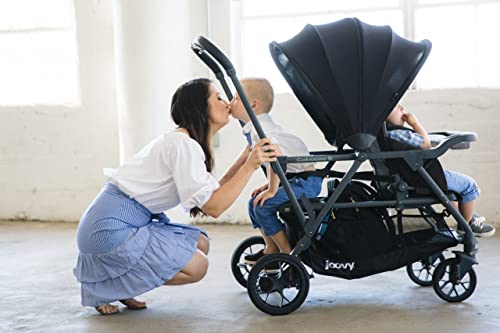Joovy Caboose S Stroller, Stand on Tandem, Premium Sit and Stand, Black Melange