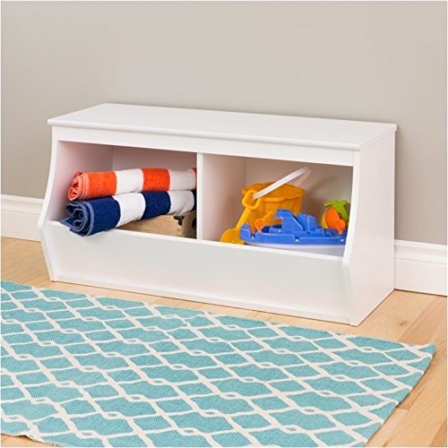 Hawthorne Collections Stackable 2-Bin Storage Cubby in White