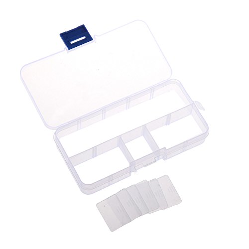 ALL in ONE 6pcs Clear Plastic Storage Box Bead Organizer Display Containers with Adjustable Dividers (13x2.6x2cm 10 Grids)