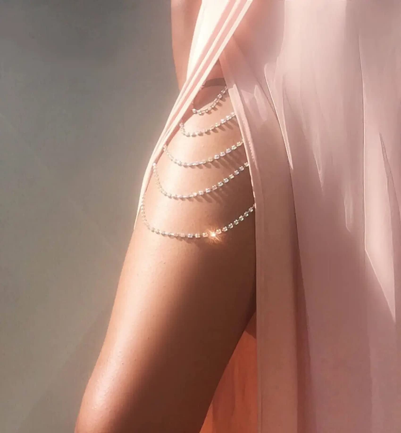 4Pcs Leg Chain Thigh Chain Jewelry for Women Boho Thigh Chain Snake Pearl Coin Crystal Layered Leg Chain Summer Beach Body Chain