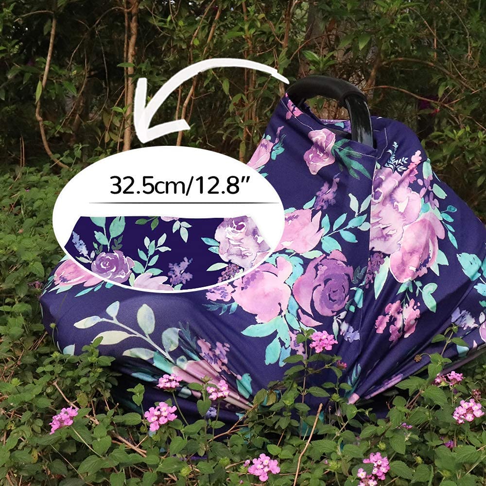 Violet Flower Baby Car Seat Cover and Swaddle Cocoon