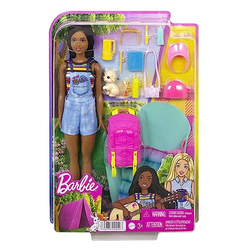 Barbie It Takes Two Doll & Accessories, Brooklyn Camping Playset with Doll, Pet Puppy & 10+ Accessories Including Sleeping Bag