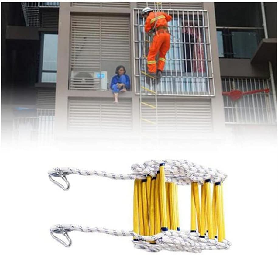 Escape Ladder for Apartment, Soft Fire Ladder Fire Escape Ladder Escape Rope Ladder 2 Story Emergency Safety Rope Ladders with Hooks Flame Ladder for Home Climbing Fire Escape (Size : 8m/26ft)