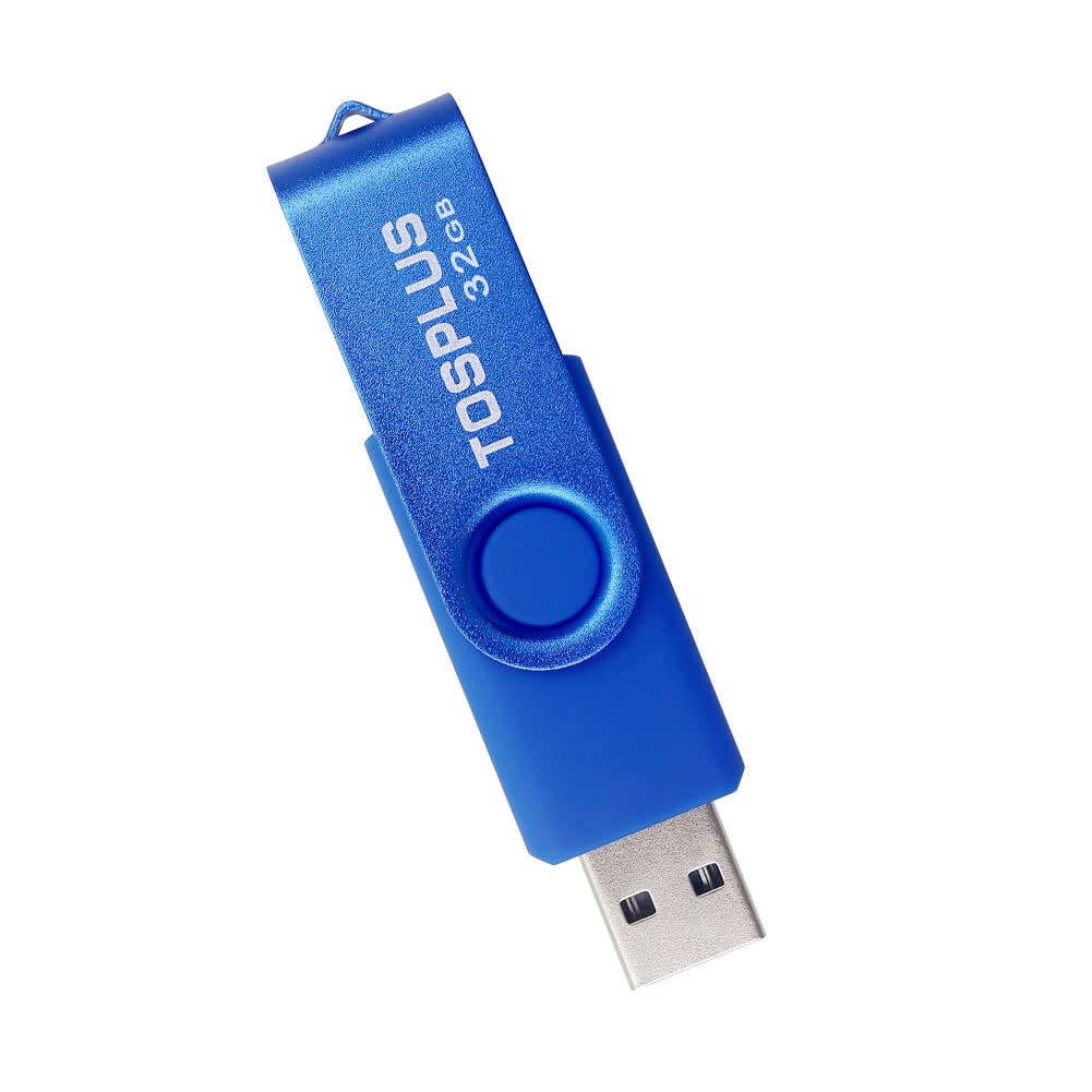 TOSPLUS 2 Pack 32GB USB Flash Drive USB 2.0 Thumb Drives Memory Stick Data Storage Jump Drive Swivel Design (Black/Blue)