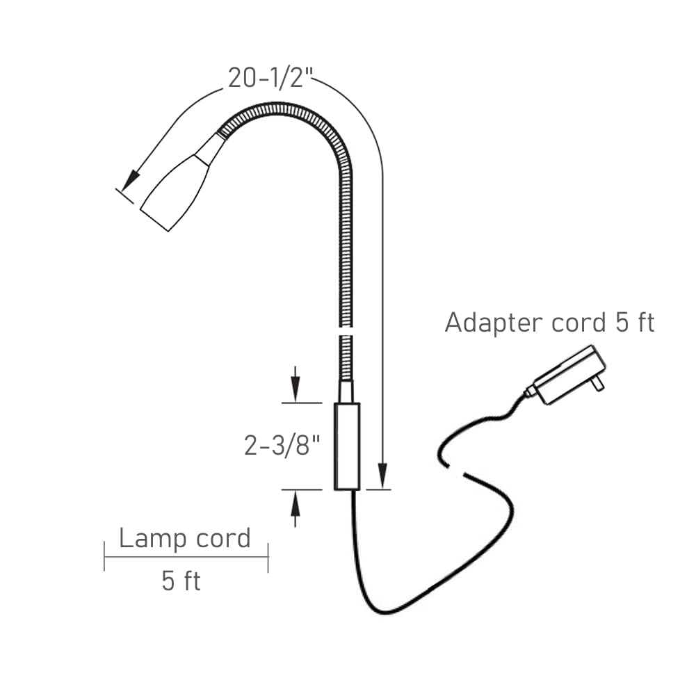 acegoo Bedside LED Reading Light Flexible Gooseneck Wall Lamp with USB Charger, Headboard Wall Surface Mount Dimmable Book Light, with Plug-in Power Adapter (Black Finish)
