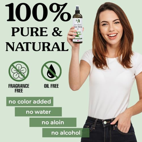Earth's Daughter Organic Aloe Vera Gel from 100% Pure and Natural Cold Pressed Aloe β Moisturizes - Great for Face - Hair- Sunburn - Aftershave - Bug Bites - 12 oz.