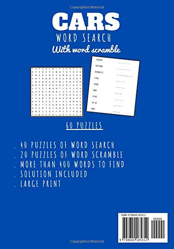 Car Word Search: I'm Not Old I'm Classic | Practice Workbook For Adults and Kids | 60 puzzles with word scramble | Find more than 400 words on Cars ... | Challenging Word Puzzle, Large Print.
