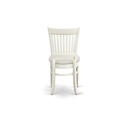 East West Furniture Dublin 3 Piece Modern Set Contains a Round Wooden Table with Dropleaf and 2 Fabric Upholstered Dining Chairs, 42x42 Inch, Linen White