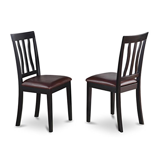 East-West Furniture 7-Pieces Nook Kitchen Table Set PU Leather wood chairs β Black and cherry Finish Hardwood Butterfly Leaf Pedestal Modern Dining Table and Frame