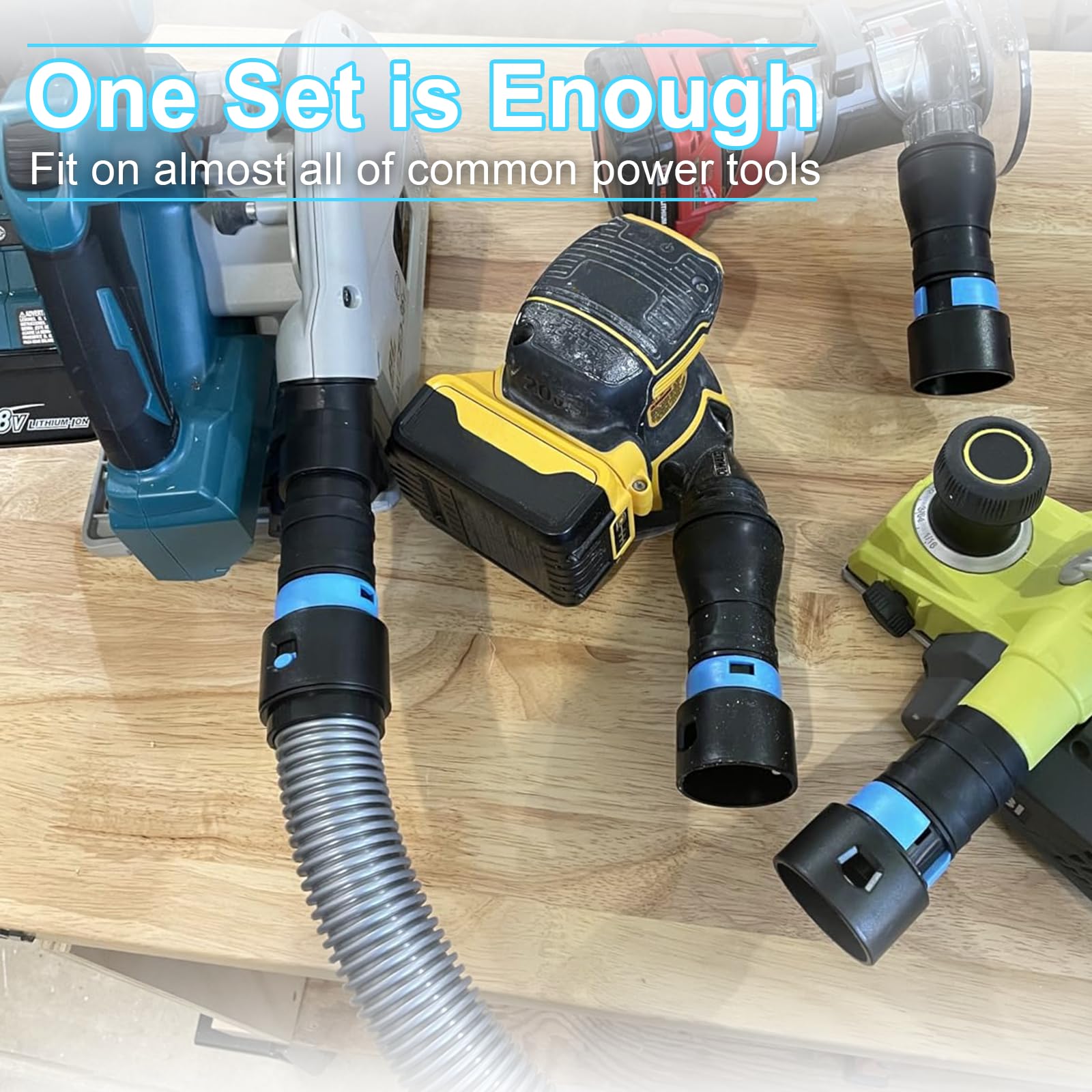 5 Dust Collection Hose Adapters Kit for Home and Shop Vacuum Hose System, Expanded Adapter Set Fits Most Woodworking Power Tools and Sanders, Compatible With Multi-Brands