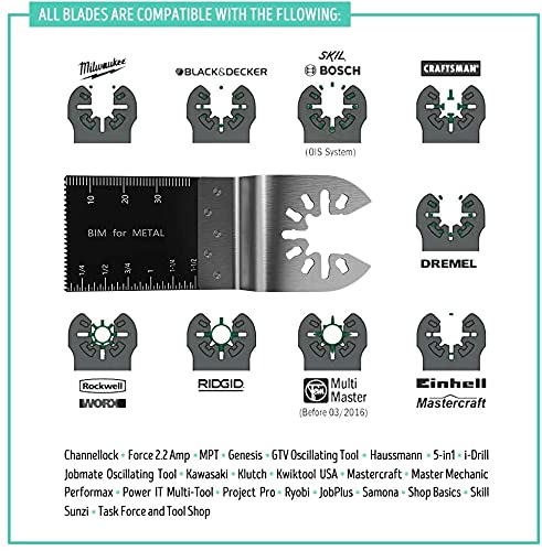 50 Pack Wood/Bi-Metal Professional Universal Quick Release Oscillating Saw Blades, High Precision Multi Tool Blades for Fein Multimaster, Porter Rockwell Cable, Black & Decker, Bosch Craftsman