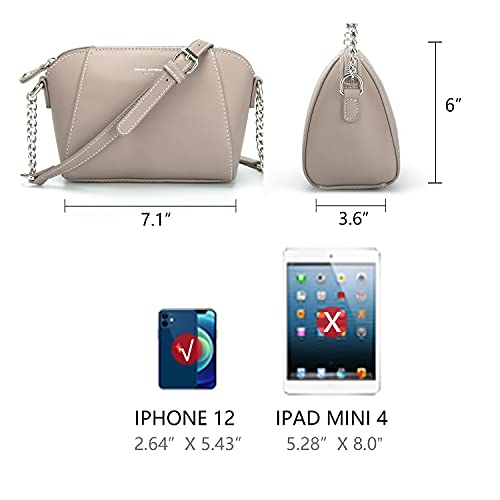 DAVID - JONES INTERNATIONAL. Lightweight Crossbody Phone Bag for Women, Small Shoulder Bag Cell Phone Wallet Purses and Handbags with Chain Strap,Vegan Leather Camel Purse