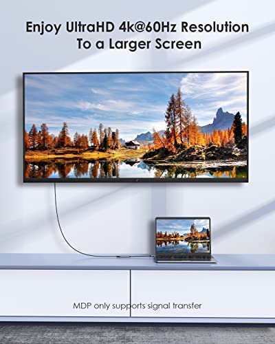 LENTION 4K@60Hz USB C to Mini DisplayPort Adapter,USB C Compatible 2023-2016 MacBook Pro,New iPad/Surface/Mac Air,Mini DP Connect Aging Apple Cinema Display,iMac, and More(CU609)