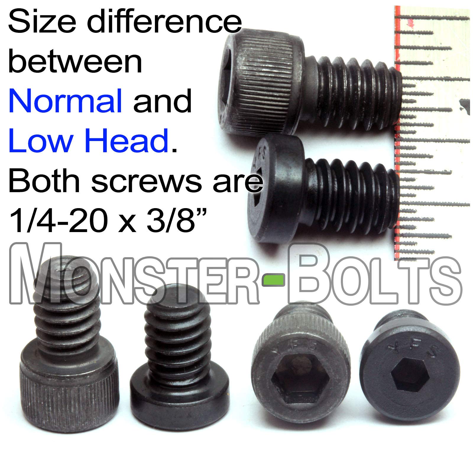 MonsterBolts - #10-32 x 5/16" Low Head Socket Screws, Alloy Steel, Black Oxide, 10 Pack