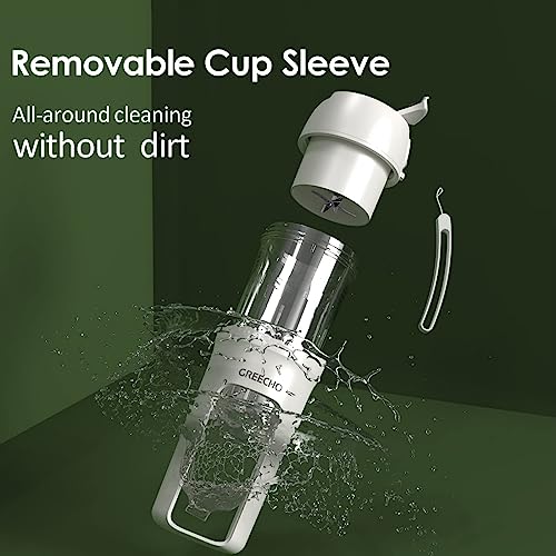 GREECHO Portable Blender, One-handed Drinking Mini Blender for Shakes and Smoothies, 12 oz Personal Blender with Rechargeable USB, Made with BPA-Free Material Juicer, Matte White