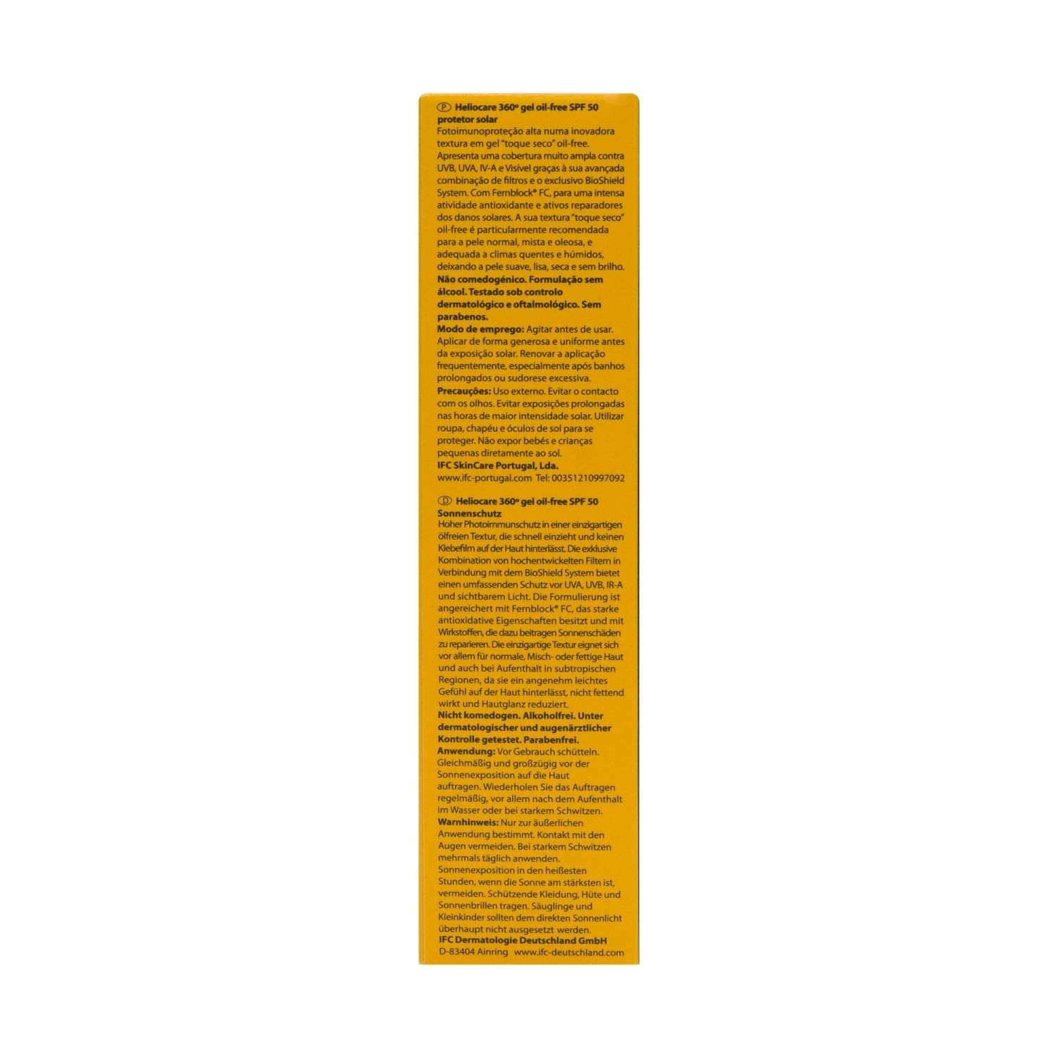 Heliocare 360 SPF 50+ Oil-Free Gel 50ml - UVA and UVB Rays Protector - Sun Care
