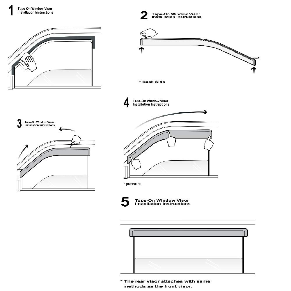 4pcs Vent Visor Side Window Deflectors Original Window Visors for 1999-2016 Ford F250/F350/F450 Super Duty Crew (SuperCrew) Cab Sun/Rain Guard 94953