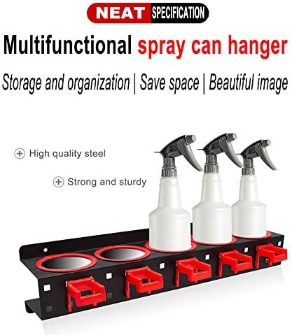 Ggeresulie Spray Bottle Storage Rack Abrasive Wall-Mounted Rail shelf Car Beauty Shop Accessory Display Auto Cleaning Detailing Tools Organizer For Wall Mounted, black,red, 22 x 4.7 x 5 inches