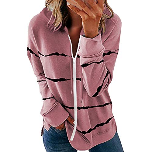 BXzhiri Striped Full Zip Long Sleeve Lightweight Sweatshirts for Women Jacket Coat Lightweight Sweatshirts