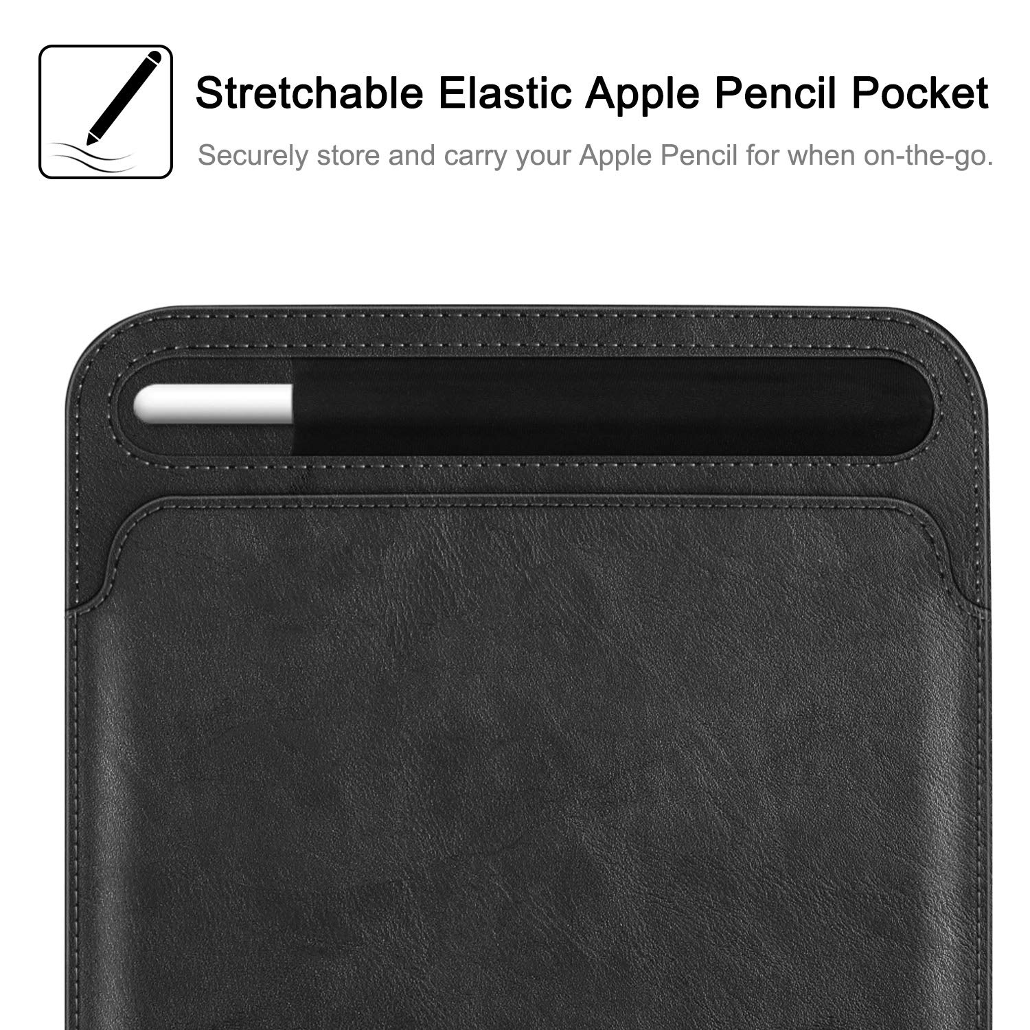 Fintie Sleeve with Pencil Holder for iPad Air 11 & Air 5/4, iPad 10th Gen / 9th Gen/Pro 11-inch, Slim Fit Vegan Leather Protective Cover Carrying Case Bag, Black