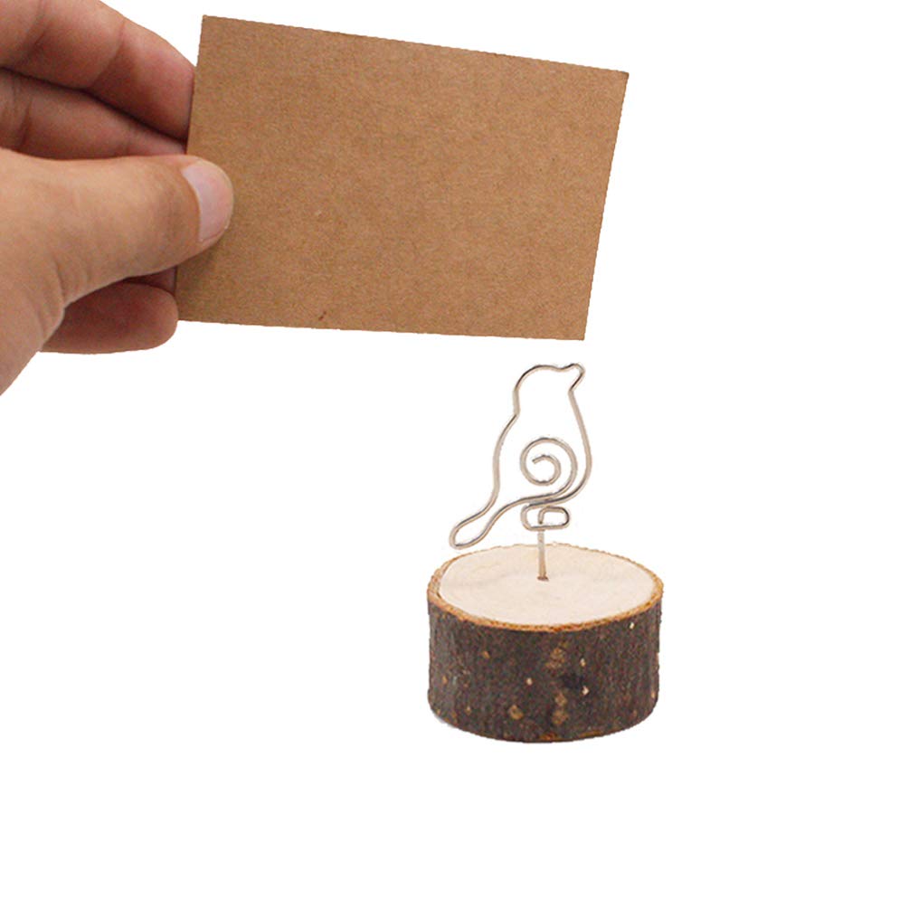 Amosfun 12 Pcs Wooden Table Name Number Holder Photo Picture Menu Note Memo Clips Holder for Wedding Office Christmas Table Decorations (Bird Shape)