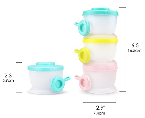 Zooawa Baby Formula Dispenser, Non-Spill Stackable Milk Powder Formula Container Christmas Formula Holder Snack Fruit Biscuits Storage for Travel, On-The-Go, BPA Free, 3 Compartments