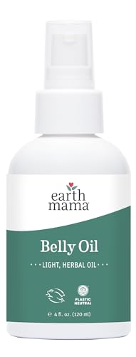 Earth Mama Belly Oil for Dry Skin | Calendula Skin Care Moisturizer Oil to Encourage Natural Elasticity and Help Prevent Stretch Marks During Pregnancy and Postpartum, 4-Fluid Ounce