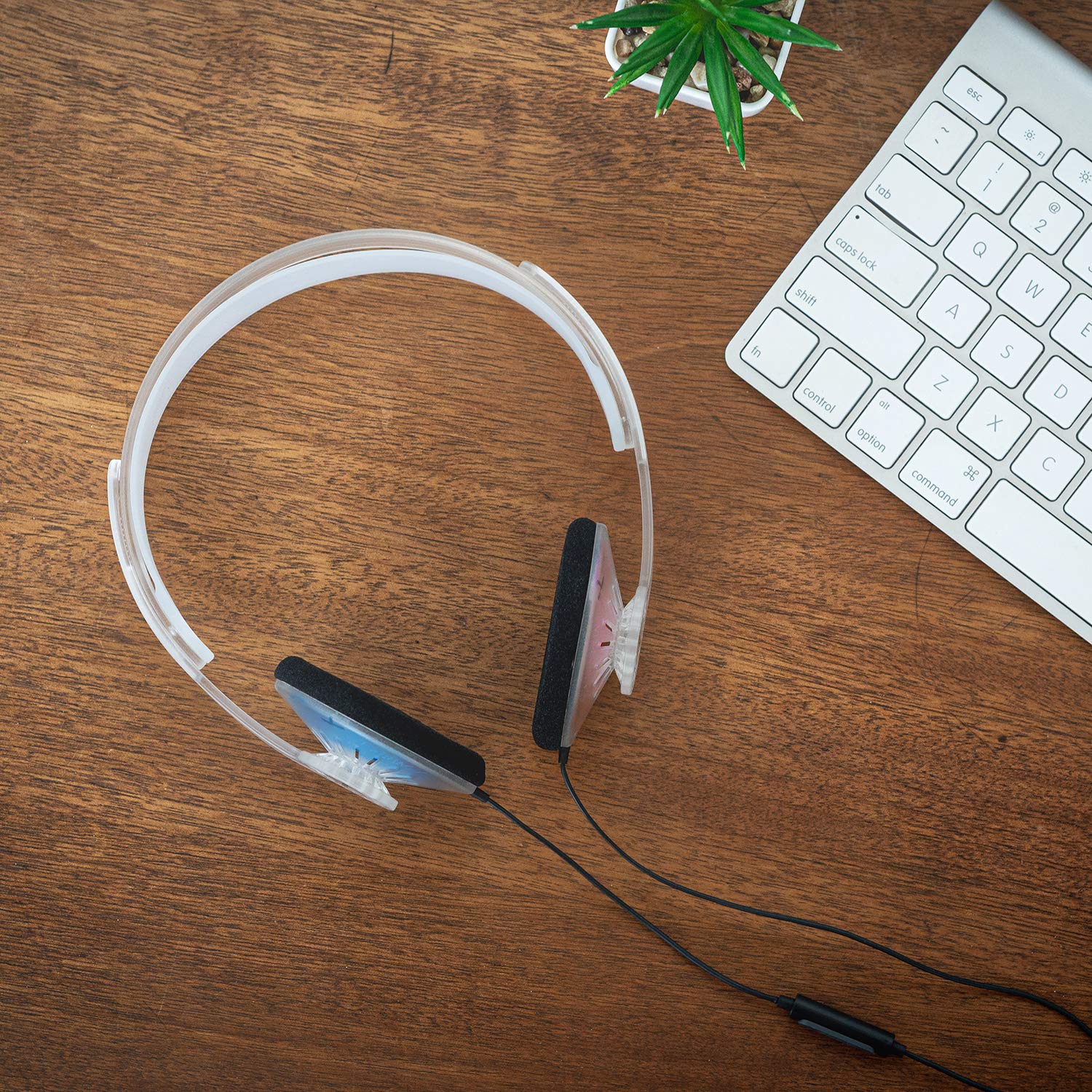 Koss KPH30iCL On-Ear Headphones, in-Line Microphone and Touch Remote Control, D-Profile Design, Wired with 3.5mm Plug (Clear)