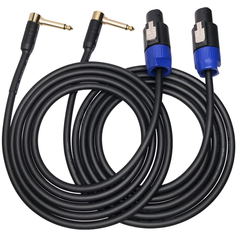 CESS-133-6f Right-Angle 6.35mm 1/4 Inch TS Plug to Speakon Plug Speaker Cable, 2 Channel, Durable Heat-Shrink Protected Metal Housing (6 Feet)