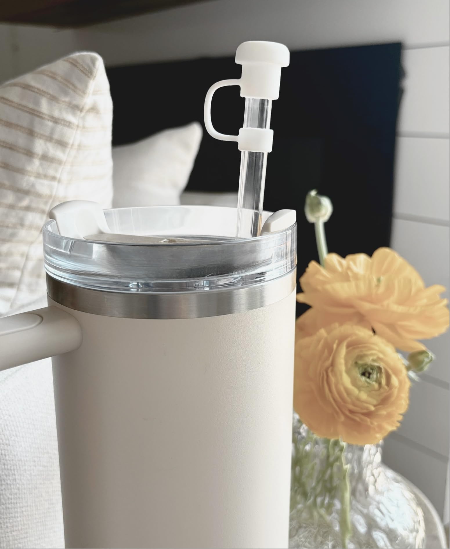 5 Pack Silicone Straw Covers - Compatible with Stanley Cups and Other Brands - Straw Caps for 20-40 oz Tumblers & Water Bottles - Neutral Color Straw Covers - Simple Straw Covers Toppers