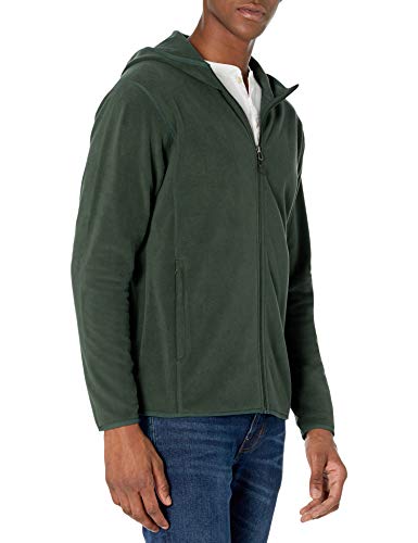 Amazon Essentials Men's Long-Sleeve Hooded Full-Zip Polar Fleece Jacket, Forest Green, Medium
