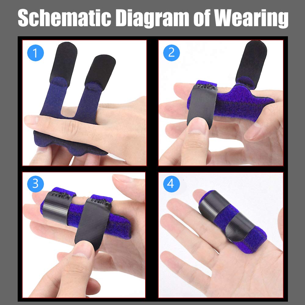 4Pcs Trigger Finger Splint, Adjustable Finger Brace Splint, Finger Knuckle Support Brace, for Trigger Finger, Finger Sprains, Sports Injuries