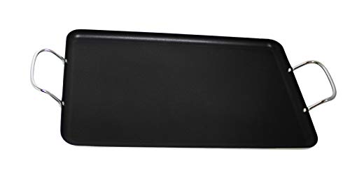 Imusa USA Nonstick Stovetop Double Burner Griddle with Metal Handles, 17-Inch, Black