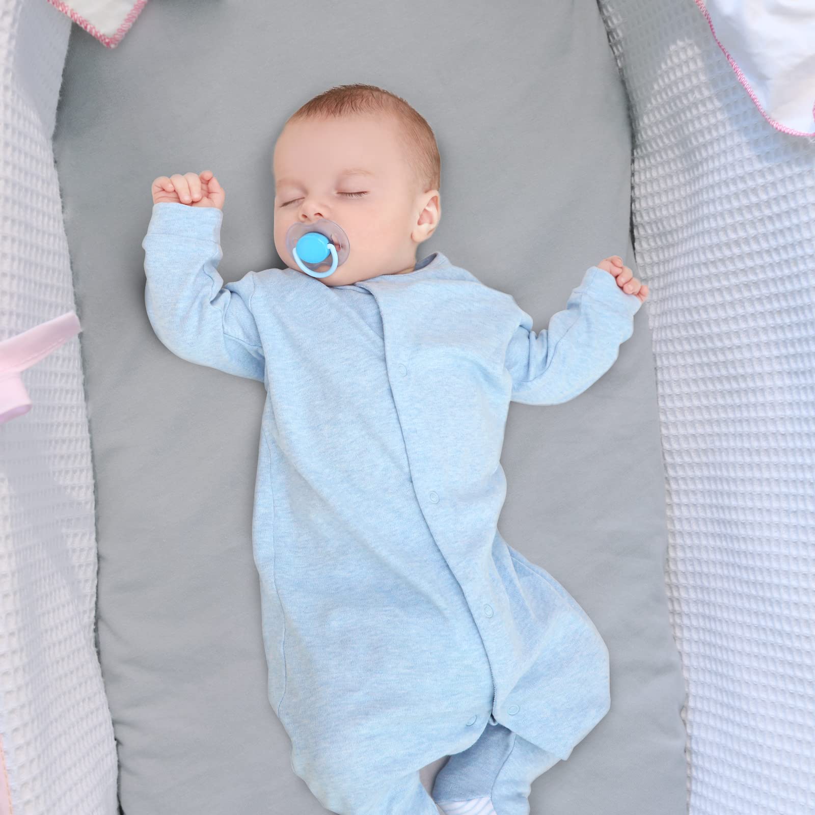 Baby Fitted Bassinet Sheets, 100% Jersey Cotton Bassinet Sheets (Grey+White), 20" x 28"