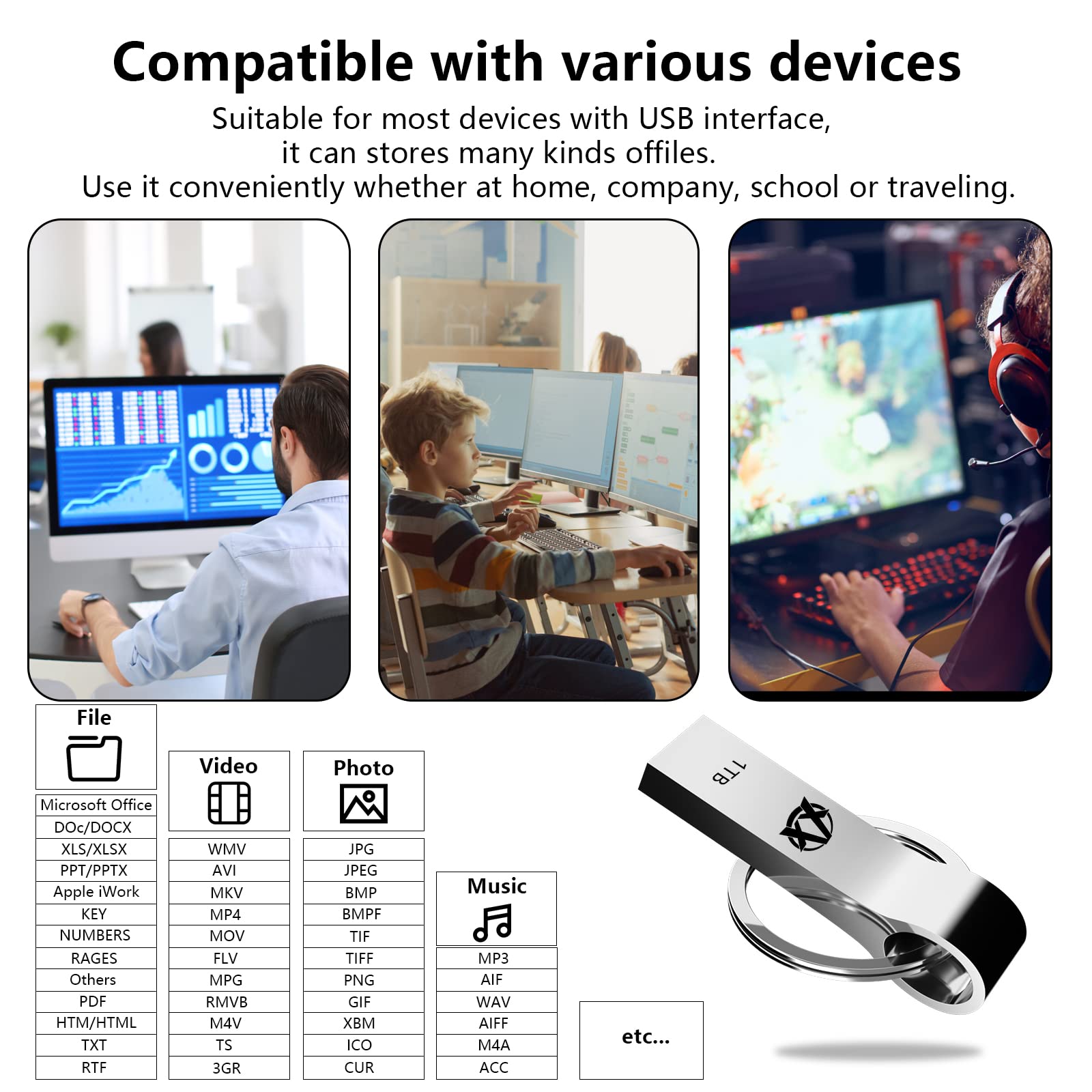 Ahinsoa USB Flash Drives 1TB, Portable Thumb Drive- High Speed USB Drive Memory Stick Ultra Large Data USB Stick 1000GB Storage, Waterproof Jump Drive Pen Flashdrive with Keychain