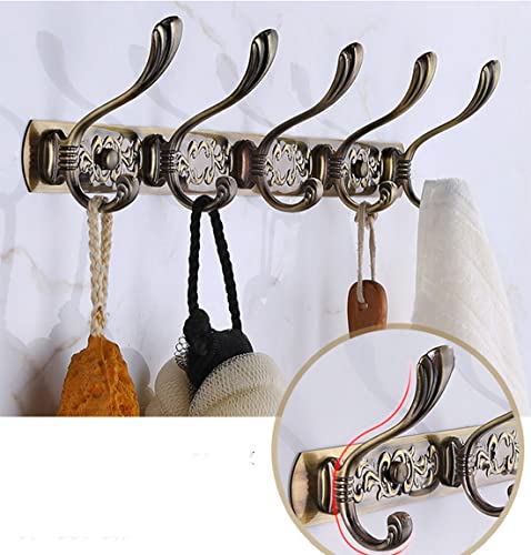 MroMax Wall Mounted Coat Rack 5 Hooks, Coat Hooks Rail Stainless Steel Hooks for Coat Hat Towel Purse Key Bag Bathroom Bedroom Entryway, Bronze Tone 2Pcs