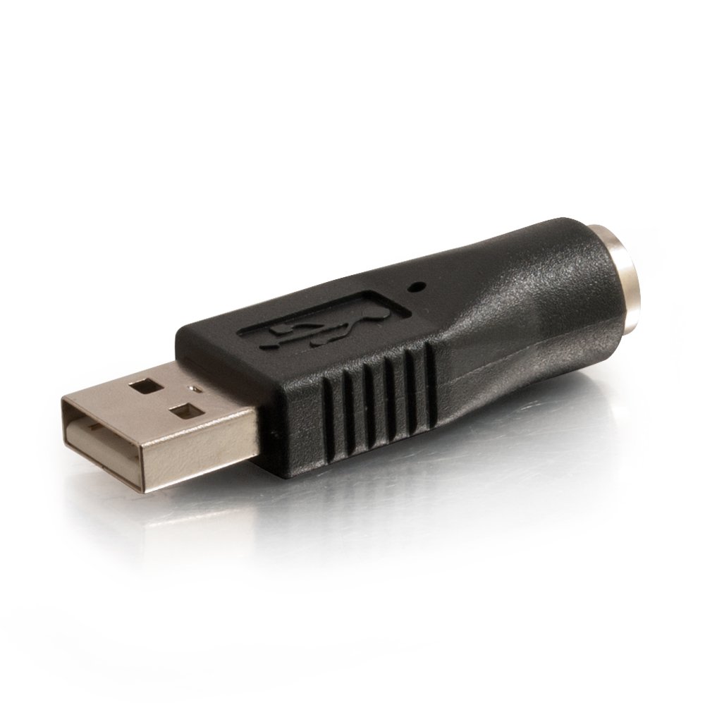 C2G Legrand USB to PS/2 Adapter, Male to Female USB to Playstation 2 Adapter to Use as USB Mouse to PS/2 Adapter, Black USB to PS/2 Keyboard Adapter, 1 Count, C2G 27277