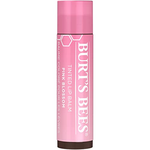 Burt's Bees Lip Balm, Tinted Moisturizing Lip Care for Women, for Dry Lips, 100% Natural, with Shea Butter, Pink Blossom (2 Pack)