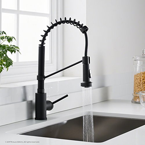 Kraus KPF-1610MB Bolden 18-Inch Commercial Kitchen Faucet with Dual Function Pull-Down Sprayhead in all-Brite Finish, 18 inch, Matte Black