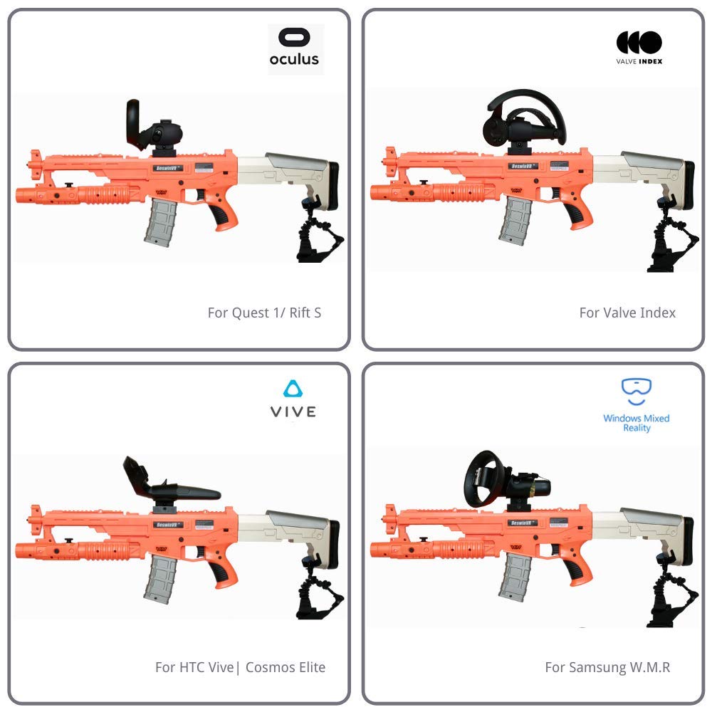 BeswinVR Haptic VR Gun Controller for Oculus Quest 2 Quest 1/ Rift S, Valve Index, HTC Vive/Cosmos Elite, Samsung Windows Mixed Reality- Virtual Reality Accessories