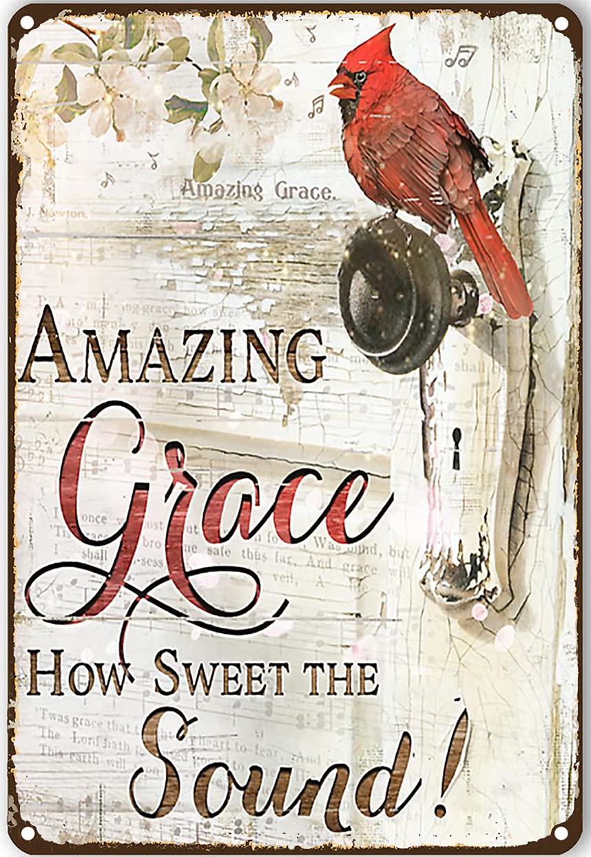 Cardinal Vintage Metal Tin Sign Amazing Grace Posters Home Decor Retro Garden Yard Farm Wall Plaque Decor 12x16 Inches