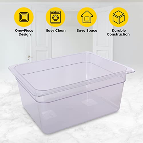 EASYROSE 6-Pack Food Pan Half Size Clear Polycarbonate Food Pans 6" Deep Commercial Hotel Pans for Party, Restaurant, Hotel