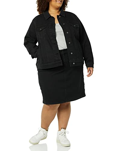 Amazon Essentials Women's Jean Jacket (Available in Plus Size), Black Wash, X-Large