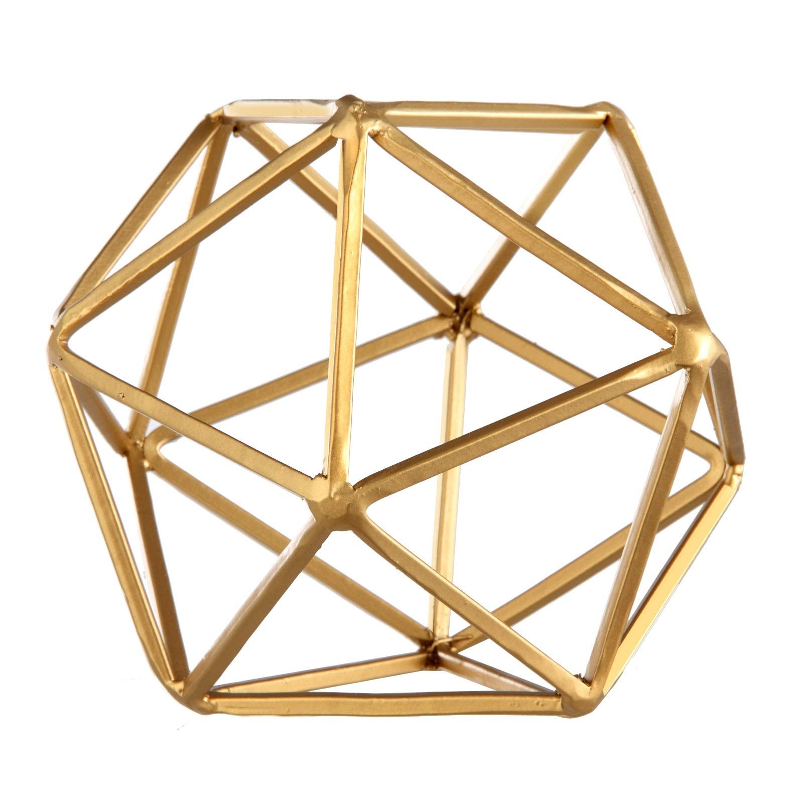 Better Homes & Gardens 5" W x 6" H Icosahedron Iron Geometric Tabletop Sculpture - Medium, Gold