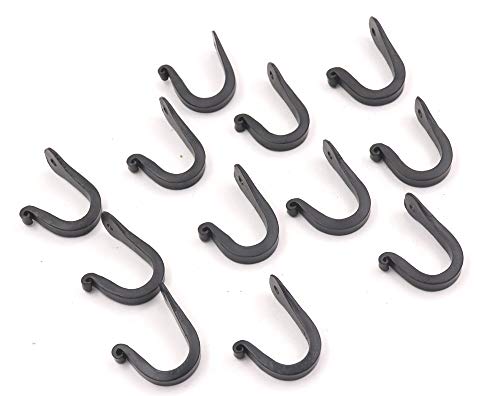 THDC Nail Hooks, Vintage, Rustic Curved Metal Fasteners – Decorative Colonial Wall Décor, Heavy Duty Wall Hooks, Hangers for Keys, Coats, Robe, Bags, Home, Kitchen Set Of 12 (Small 1")