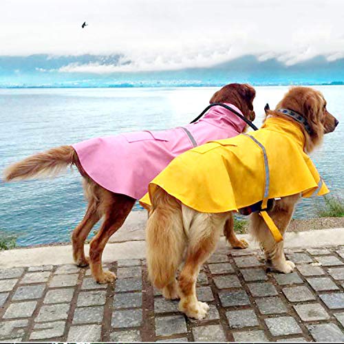 LOVEPET Pet Raincoat Dog Raincoat Labrador Large and Medium Dogs Reflective Waterproof and Snowproof Big Dog Clothes Yellow XS