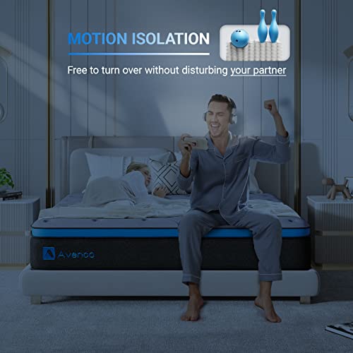 Avenco King Hybrid Mattress, 10 Inch King Size Mattress in a Box, Medium Firm Pocket Spring and Gel Memory Foam Mattress for Queen Bed, Max Loading 550LBS, CertiPUR-US, 100 Nights Trial