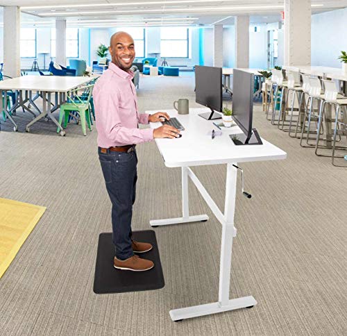 Stand Steady Tranzendesk 55 Inch Standing Desk | Easy Crank Height Adjustable Sit to Stand Workstation | Modern Ergonomic Desk Supports 3 Monitors | Perfect for Home & Office (55"/ White)