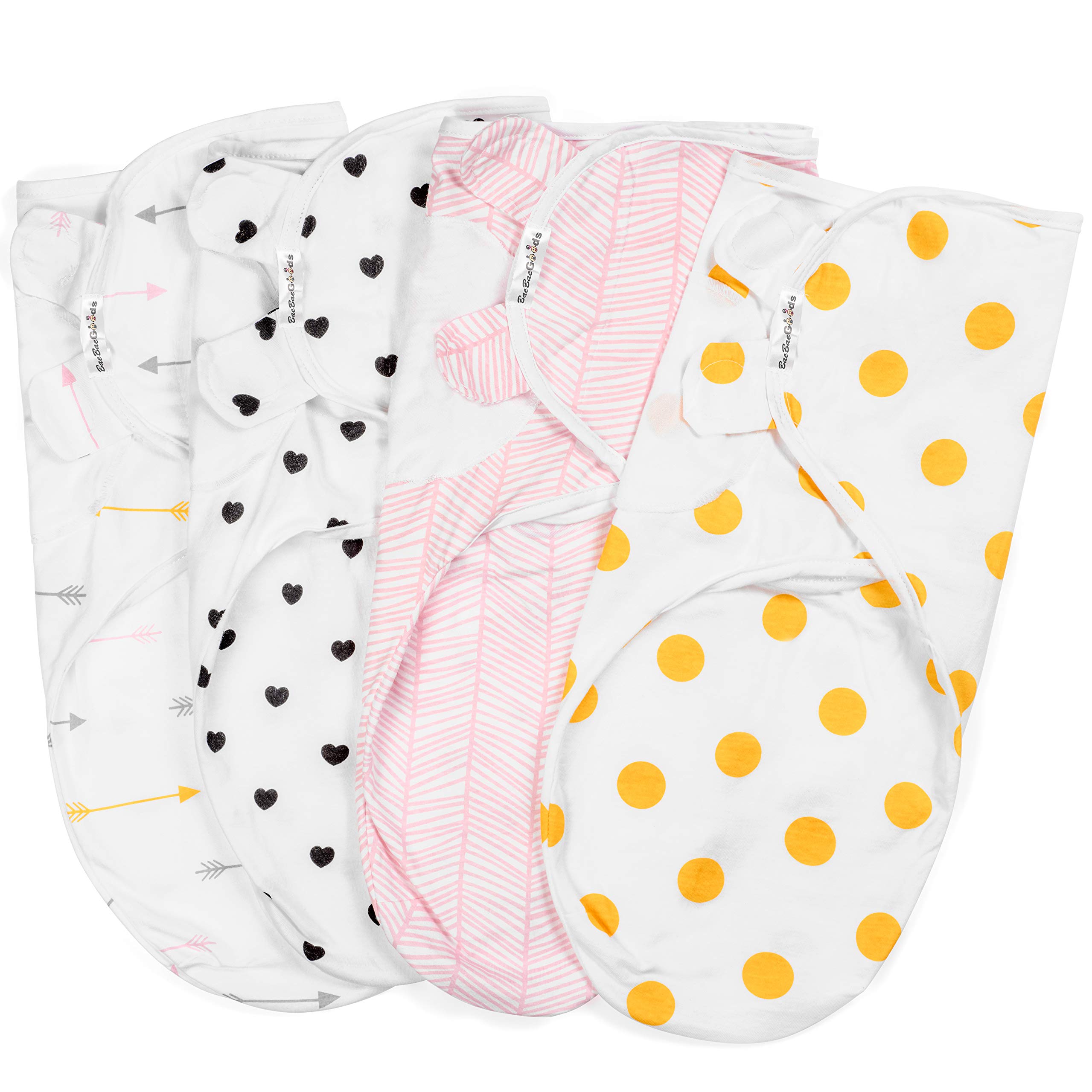 Swaddle Blanket, Adjustable Infant Baby Swaddling Wrap Set of 4, Baby Swaddling Wrap Receiving Blankets for Boys and Girls Made in Soft Cotton
